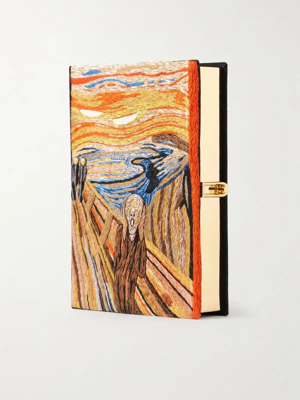 OLYMPIA LE-TAN The Scream Embroidered Canvas Clutch - Multi
