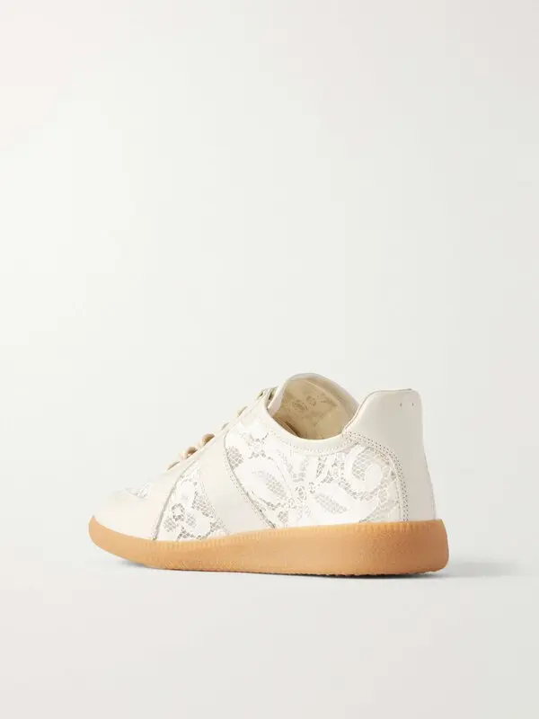 MAISON MARGIELA Replica Lace And Leather Sneakers - White