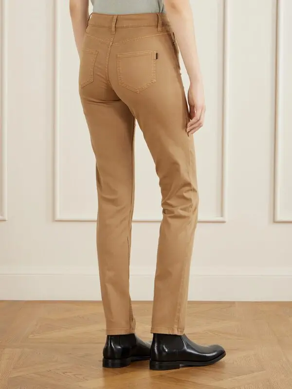 Purdey Cotton, Lyocell And Silk-blend Skinny-leg Pants - Camel