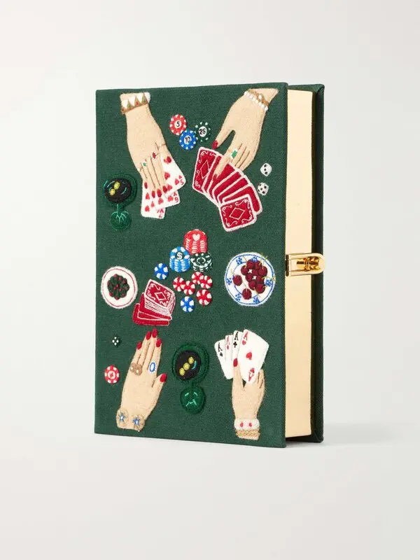 OLYMPIA LE-TAN The Queen Of Cards Embroidered Canvas Clutch - Multi