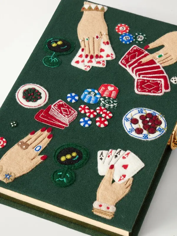 OLYMPIA LE-TAN Queen Of Cards' Embroidered Book Clutch - Multi