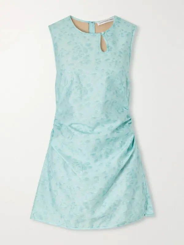 Christopher Esber Light Leak Ruched Jacquard Mini Dress - Mint