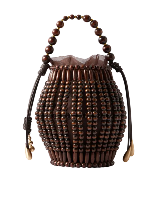 Cult Gaia Lanterna Wood-beaded Mini Bag - Brown