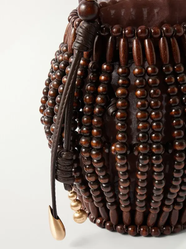 Cult Gaia Lanterna Wood-beaded Mini Bag - Brown