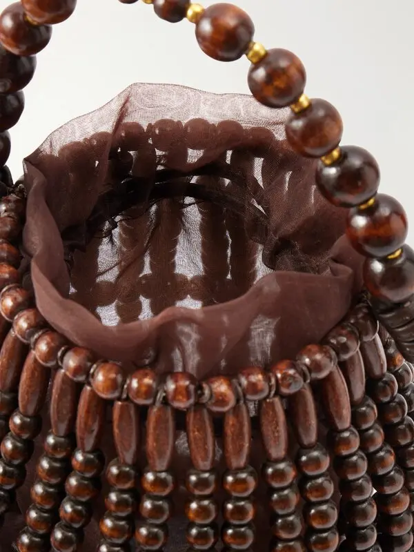 Cult Gaia Lanterna Wood-beaded Mini Bag - Brown