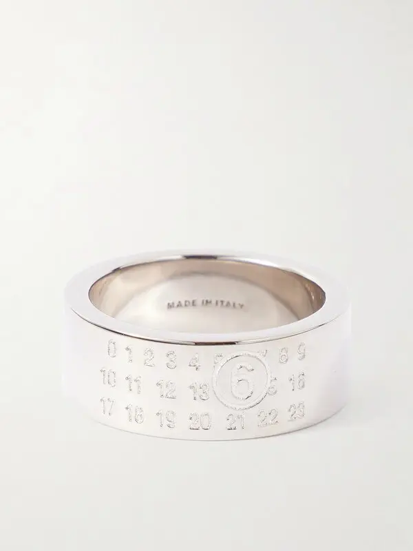 MAISON MARGIELA Two-tone Logo Engraved Ring - Silver