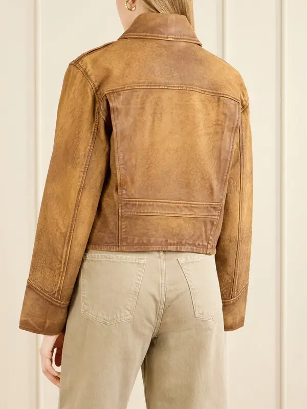Polo Ralph Lauren Distressed Leather Bomber Jacket
