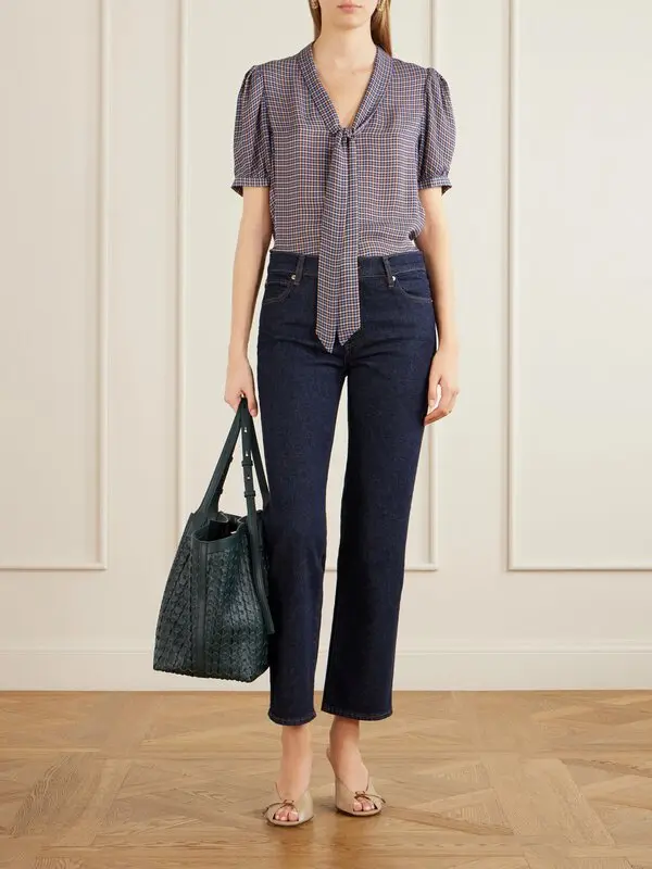FRAME The Sonnet Checked Silk Blouse