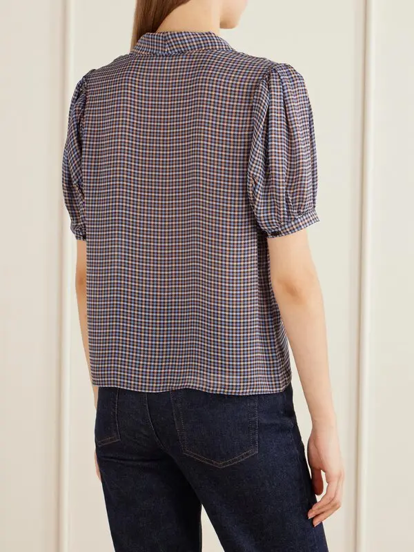 FRAME The Sonnet Checked Silk Blouse