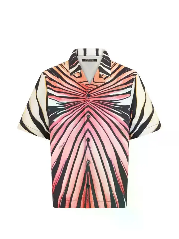 Roberto Cavalli Ray Of Paradise-print Short-sleeve Shirt - Pink