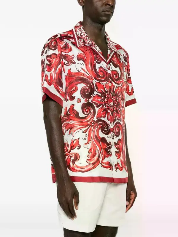 Dolce & Gabbana Majolica-print Silk Twill Hawaii Shirt