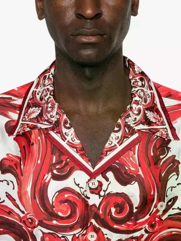 Dolce & Gabbana Majolica-print Silk Twill Hawaii Shirt