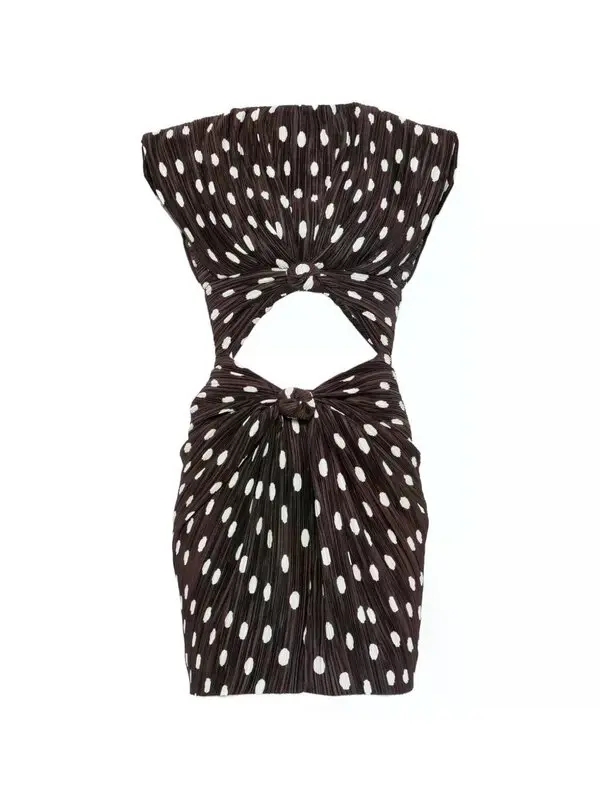 Cult Gaia Marilou Polka-dot Plissé Dress - Brown