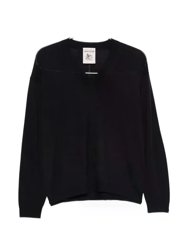 SEMICOUTURE V-neck Wool Sweater - Blue