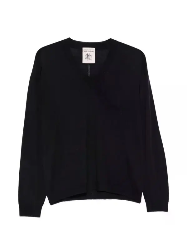 SEMICOUTURE V-neck Wool Sweater - Blue