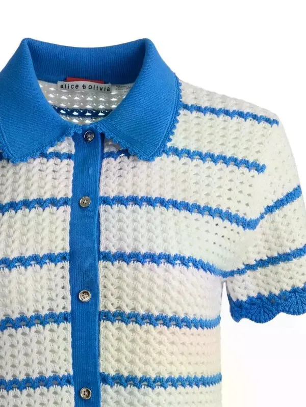 Alice + Olivia Randall Pointelle Knit Cardigan - White