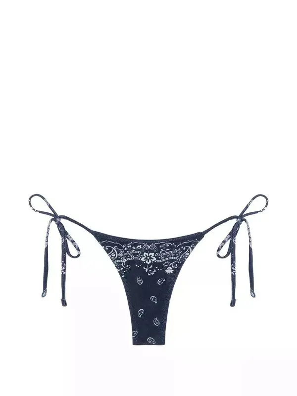 TROPIC OF C Praia Bandana-print Side-tie Bikini Bottoms - Blue
