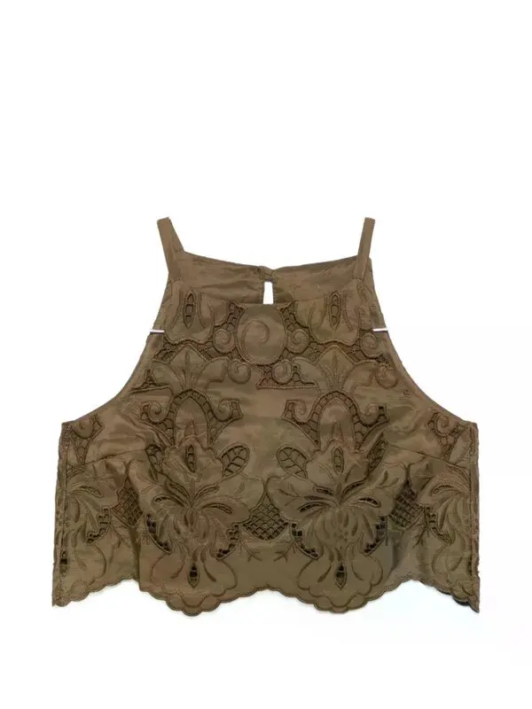 MOUTAKI Guipure-lace Cropped Blouse