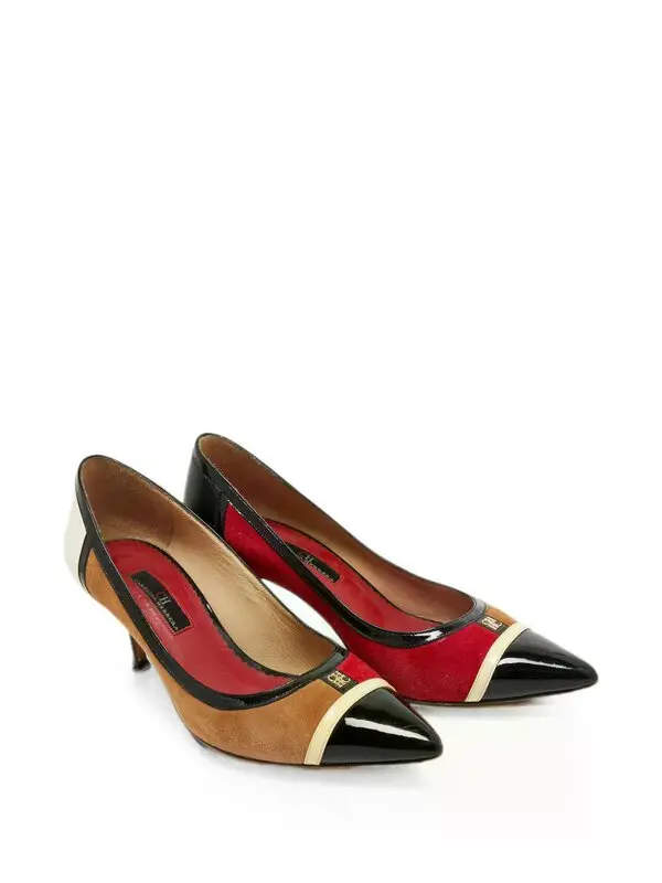 Carolina Herrera Tricolour Suede Pumps - Brown