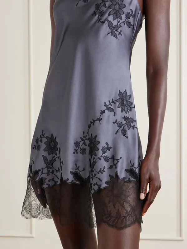 Carine Gilson Lace-embroidered Silk-satin Mini Dress