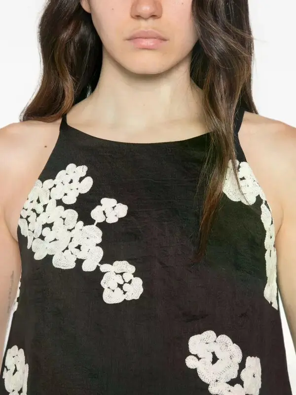 MOUTAKI Sleeveless Floral Embroidered Blouse