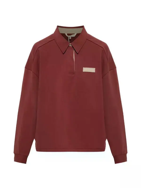 RETHINKIT STUDIOS Oversized Long Sleeve Polo Shirt With Logo Patch - Red