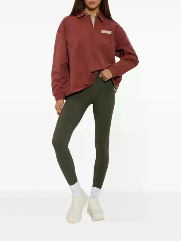 RETHINKIT STUDIOS Oversized Long Sleeve Polo Shirt With Logo Patch - Red