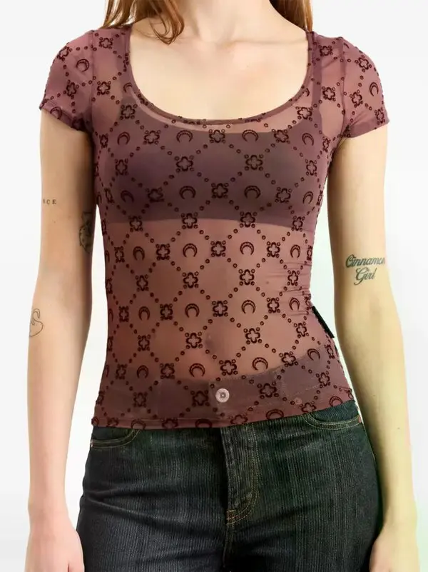 MARINE SERRE Moonogram Mesh Flock T-shirt - Purple