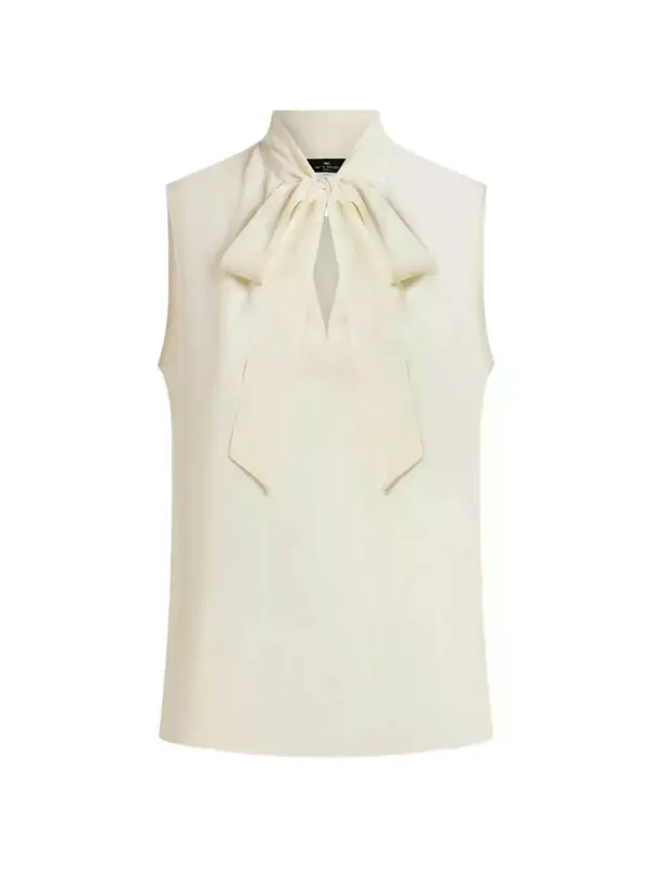 Etro Silk-blend Jacquard Top With Silk Scarf And Paisley Motif - Neutrals