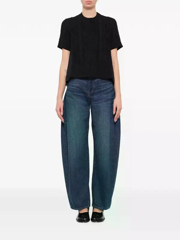 Sacai Cable-knit Hybrid-denim Sweater