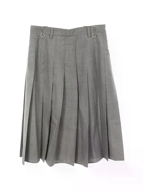 Prada 2000s Pleated Wool Midi Skirt