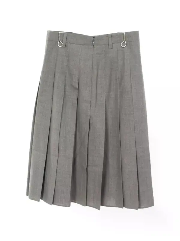 Prada 2000s Pleated Wool Midi Skirt