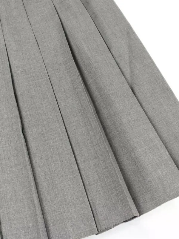 Prada 2000s Pleated Wool Midi Skirt