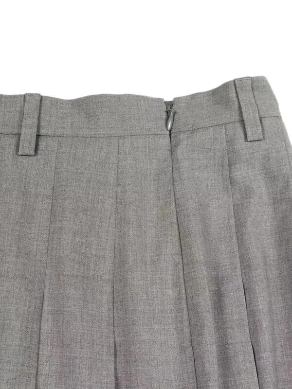 Prada Pleated Wool Midi Skirt - Grey