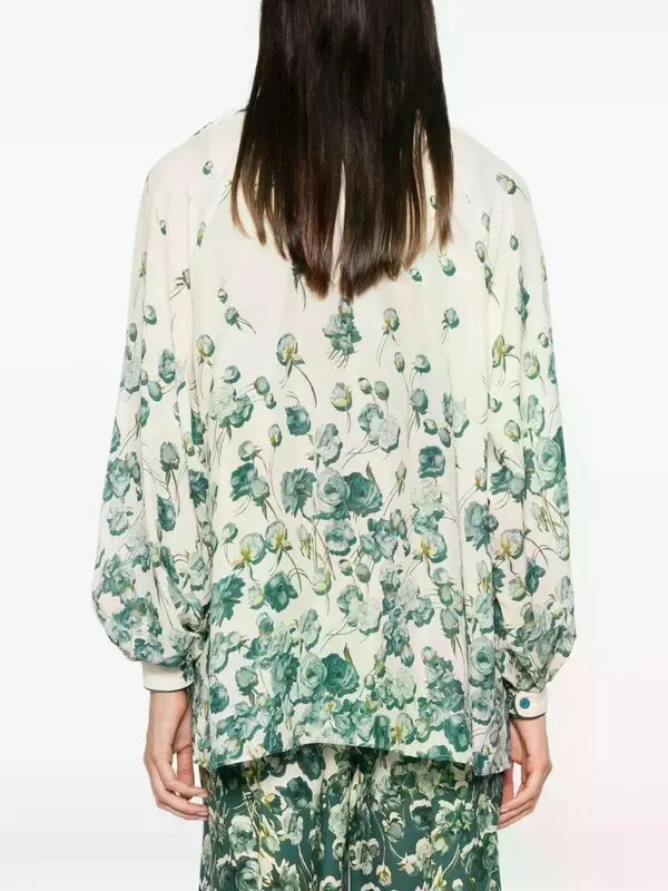 F.R.S FOR RESTLESS SLEEPERS Cream Floral Print Puff Sleeve Blouse