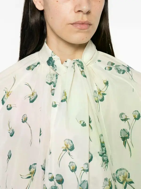 F.R.S FOR RESTLESS SLEEPERS Cream Floral Print Puff Sleeve Blouse