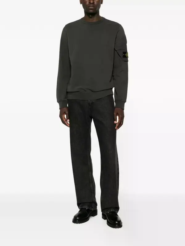 Stone Island Logo Patch Long Sleeve Sweatshirt - Grey