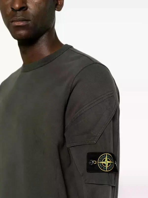 Stone Island Logo Patch Long Sleeve Sweatshirt - Grey