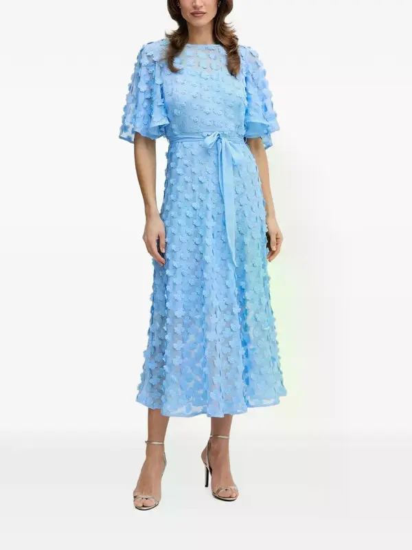 Joseph Ribkoff Floral Appliqué Belted Midi Dress