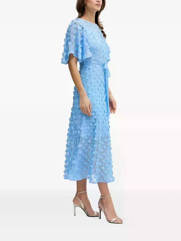 Joseph Ribkoff Floral Appliqué Belted Midi Dress