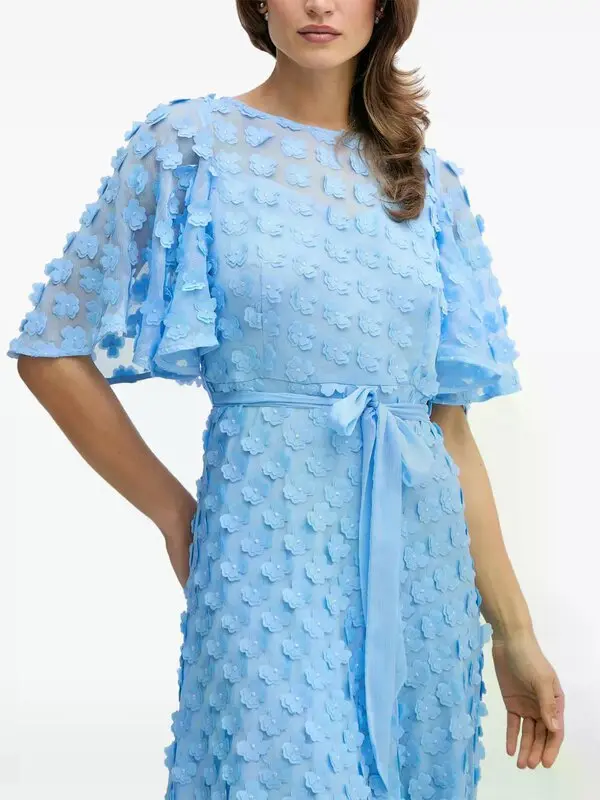 Joseph Ribkoff Floral Appliqué Belted Midi Dress