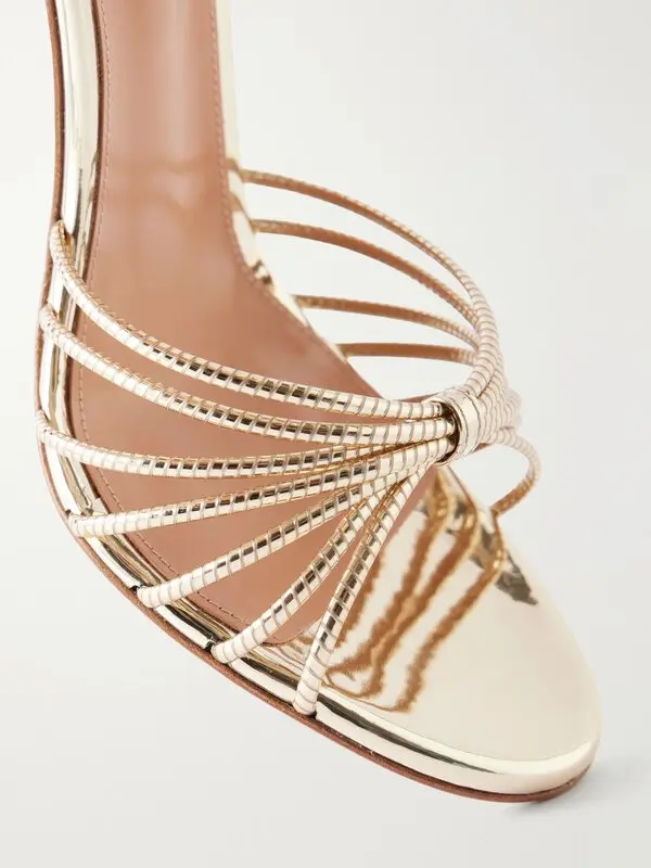 AQUAZZURA Anima 105 Mirrored Metallic Leather Sandals