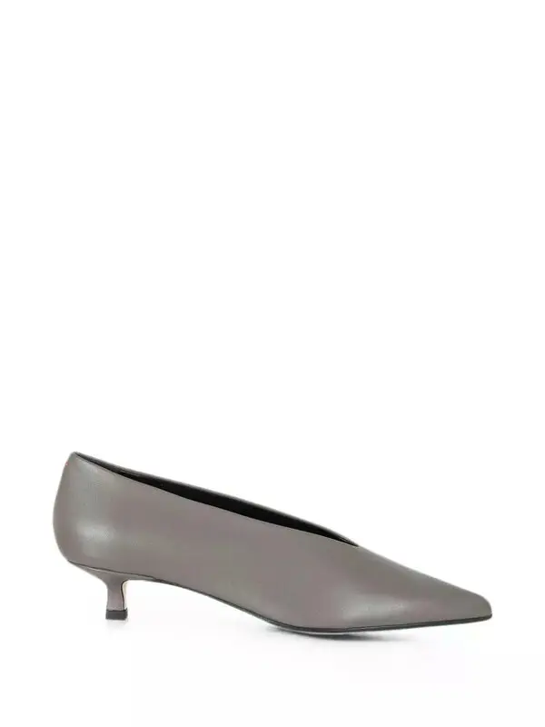 AeydĒ Clara Pointed-toe Leather Kitten-heel Pumps - Neutrals