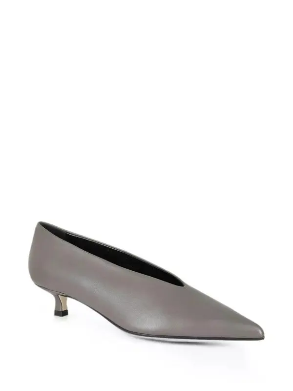 AeydĒ Clara Pointed-toe Leather Kitten-heel Pumps
