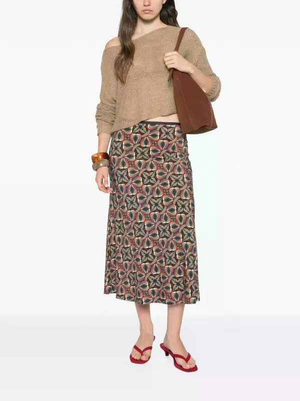 SIYU Geometric-print Midi Skirt