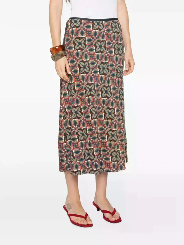 SIYU Geometric-print Midi Skirt