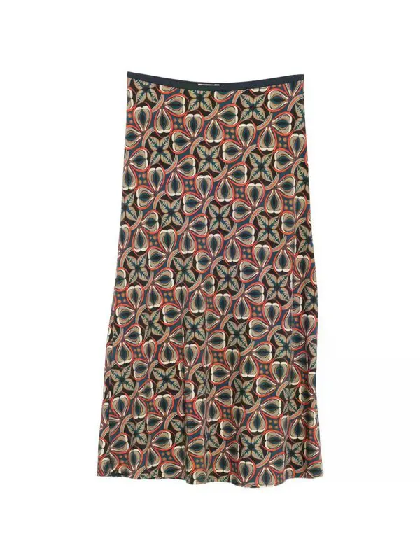 SIYU Geometric Print Midi Skirt