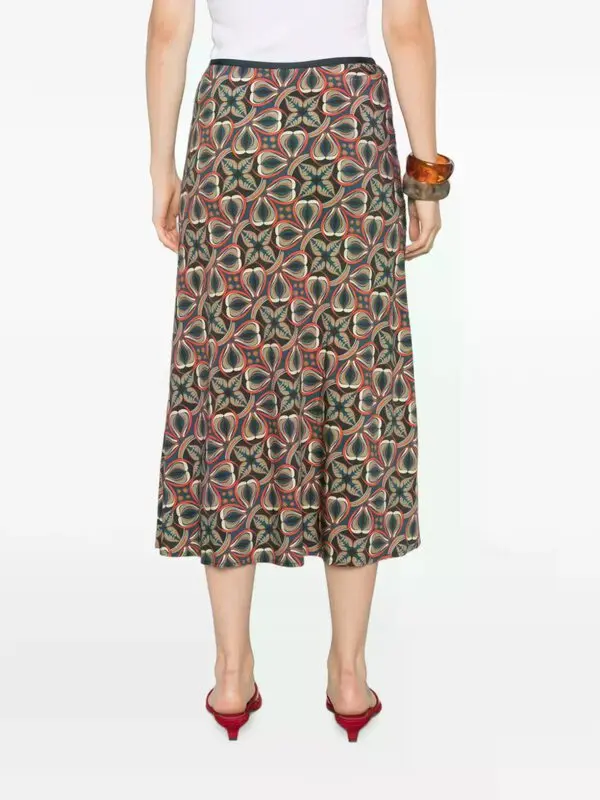 SIYU Geometric Print Midi Skirt