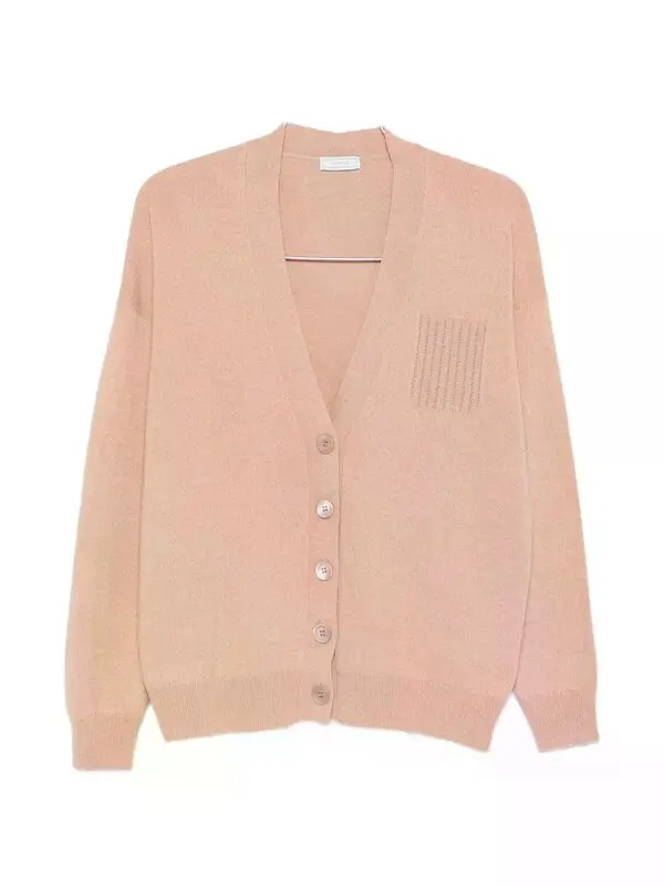 Peserico Beaded-pocket V-neck Cardigan - Neutrals