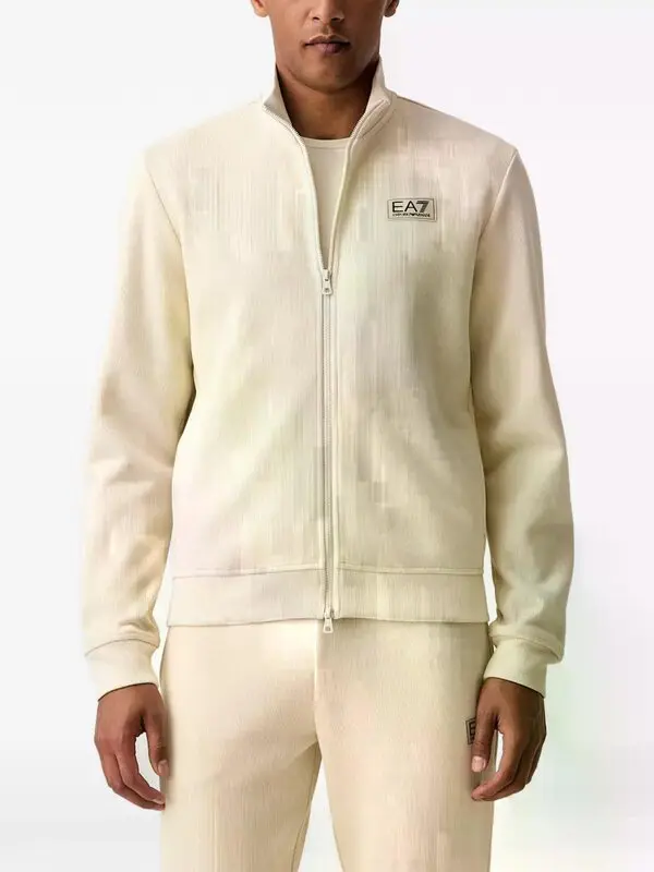 EA7 Logo Patch Zip-up Sweater - Neutrals
